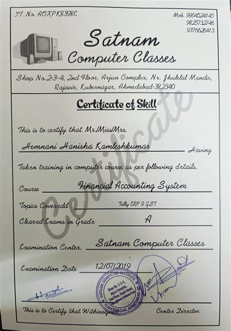 Successfully Completed The Tally Erp 9 Gst Course To Develop The… Hanisha Hemnani