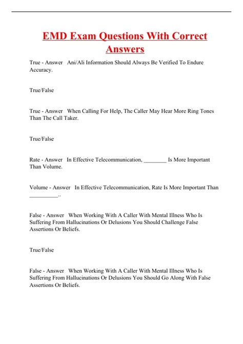 Emd Exam Questions With Correct Answers Emd Emergency Medical Dispatcher Stuvia Us