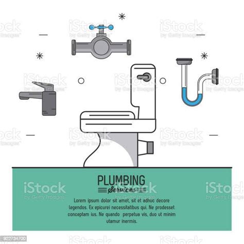 근접 촬영 및 배관 아이콘 화장실 흰색 배경 포스터 배관 서비스 개선에 대한 스톡 벡터 아트 및 기타 이미지 개선 건설 산업 관 튜브 Istock