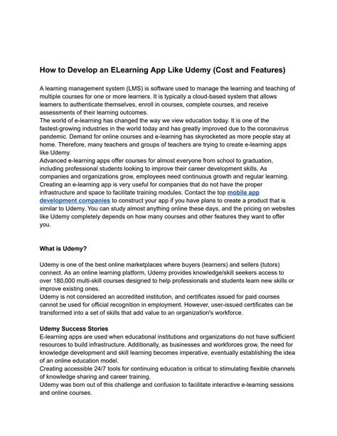 How Much Does It Cost To Develop An App Like Udemy By Girija Lakshmi Issuu