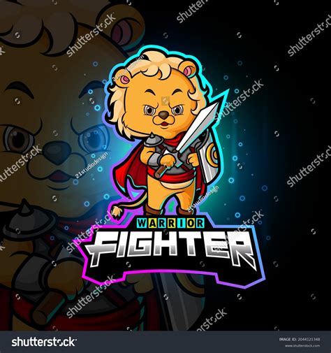 기사용 사자 새끼 Esport 로고 디자인 스톡 일러스트 2044121348 Shutterstock