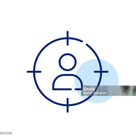 대상의 십자선 내에 배치된 사용자 아이콘입니다 채용 노력의 구체적이고 표적화된 접근 방식 완벽한 픽셀 개념에 대한 스톡 벡터 아트 및 기타 이미지 Istock