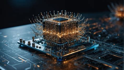Abstract Quantum Computing Circuit With Futuristic Design Premium Ai Generated Image