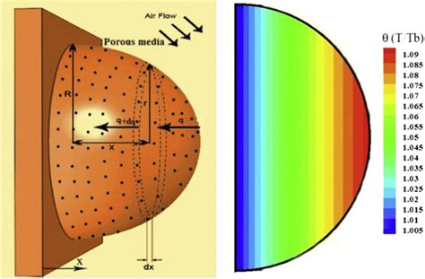 Semispherical Porous Fin And Its Temperature Contour¹⁰⁸ Color Figure
