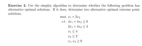 Solved Exercise 2 Use The Simplex Algorithm To Determine