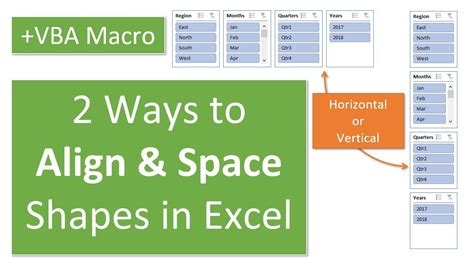 2 Ways To Align And Distribute Shapes In Excel Vba Macro Part 1 Youtube