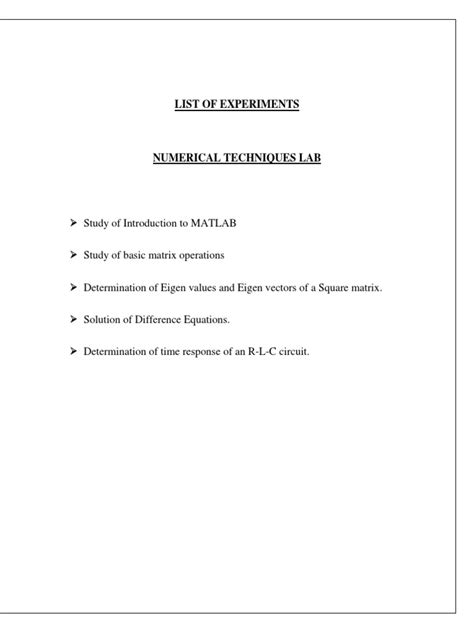 list of experiments pdf eigenvalues and eigenvectors matlab