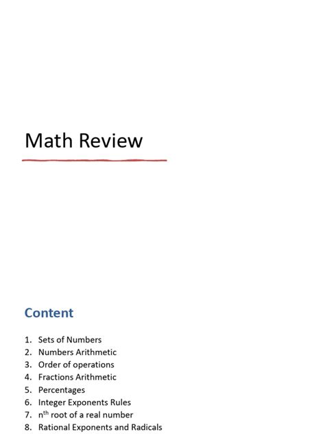 Comprehensive Math Review Guide Pdf Numbers Rational Number