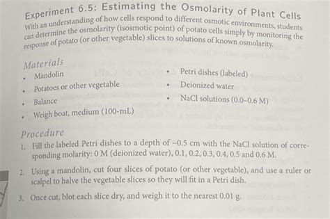 Experiment 6 5 Estimating The Osmolarity Of Plant