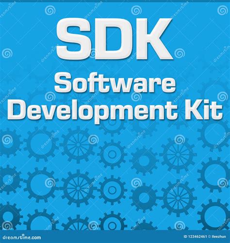 SDK Software Development Kit Blue Gears Background Stock Illustration Illustration Of
