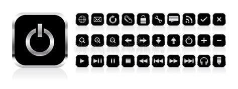 Web Button Set With Metal Border Stock Vector Illustration Of Arrow Open 23682136