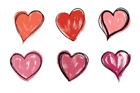 손으로 그린 그런 지 하트 기호 거친 가장자리가 있는 창의적인 사랑 신호 추상 자손 낙서 모양 의 하트 하이라이트 스플래시 개체 그룹에 대한 스톡 벡터 아트 및 기타 이미지