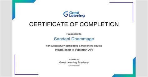 Sandani Dhammage On Linkedin Introduction To Postman Api Course Completion Certificate For Sandani