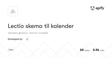Lectio Skema Til Kalender Python Api · Apify