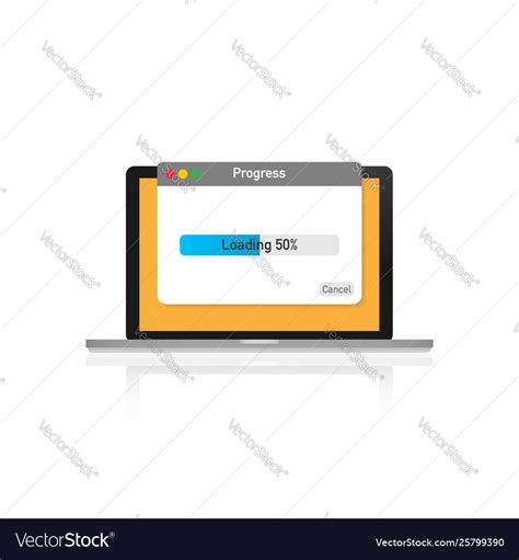 Loading Data Window With Progress Bar On Laptop Vector Image