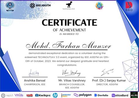 Mohd Farhan Manzer On Linkedin Techevent Ieee Adgitm