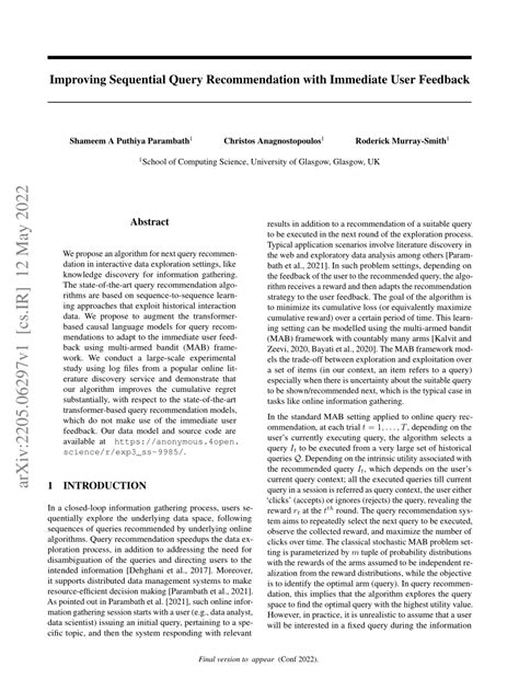 pdf improving sequential query recommendation with immediate user feedback