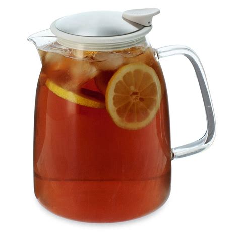 Forlife Mist Glass Iced Tea Jug With Basket Infuser 68 Oz White