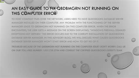 Ppt A Quick And Easy Way To Fix Qbdbmgrn Not Running On This Computer