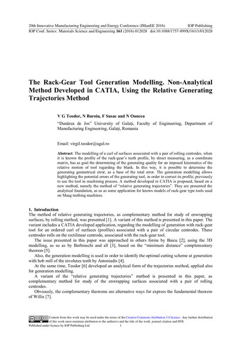 Pdf The Rack Gear Tool Generation Modelling Non Analytical Method Developed In Catia Using