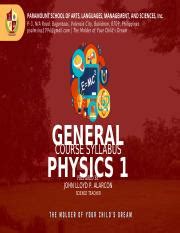 Physics 1 Syllabus Mastering Mechanics Vectors And Waves Course Hero