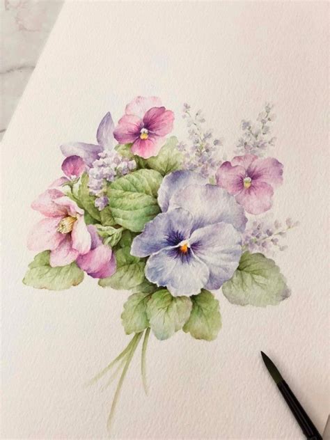 수채화 팬지 그리기 네이버 블로그 Watercolor Blog Watercolor Flowers Tutorial Floral Watercolor