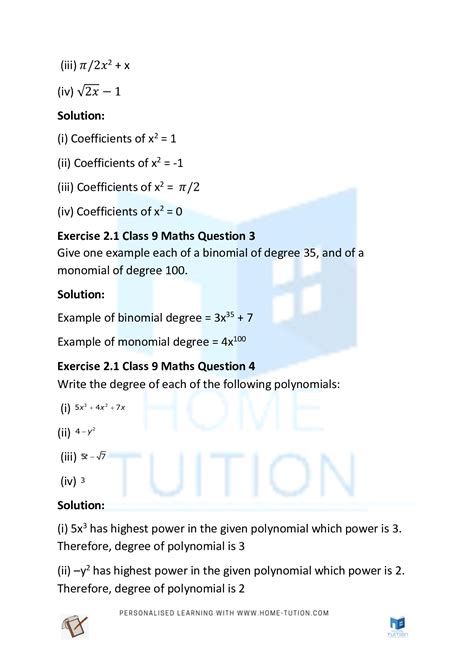 Ncert Solutions For Class 9 Maths Chapter 2 Polynomials