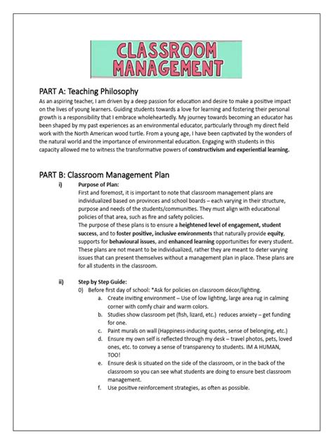 Classroom Management Plan Download Free Pdf Teachers Classroom
