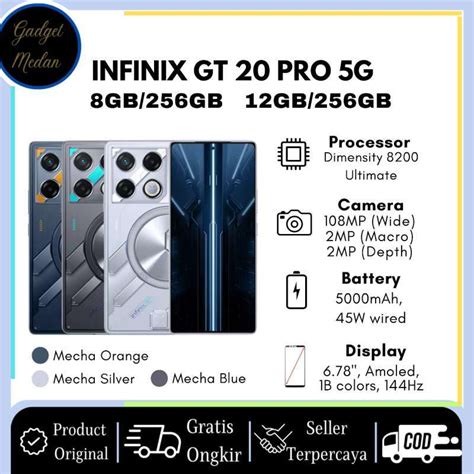 Promo Infinix Gt 20 Pro 8gb 256gb 12gb 256gb Garansi Resmi 8 256 Mecha Silver Diskon 12 Di