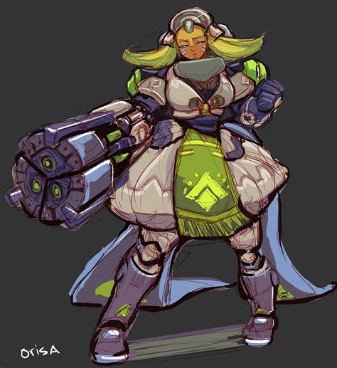 Orisa Overwatch Overwatch Overwatch Girl Arm Cannon Breasts Clenched Hand Coattails