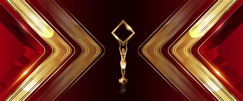 Red Maroon Golden Stage Award Background Diamond Shape Frame Trophy On