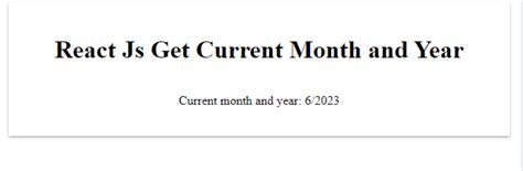 React Get Current Month And Year