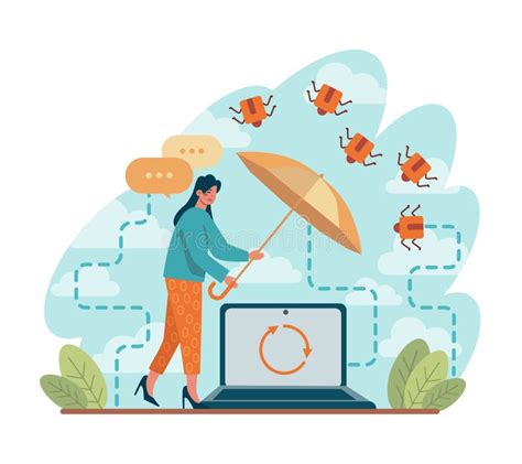 Cyber Or Web Security Digital Data Protection And Database Safety Stock Vector Illustration