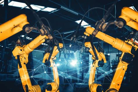 Xai Smart Industry Robot Arms For Digital Factory Production Technology Stock Illustration