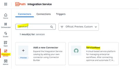 Servicenow Configuration Connection Wizard Orchestrator Uipath