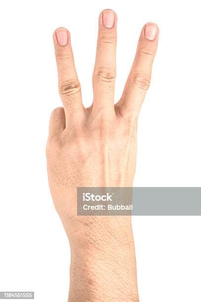 손으로 클리핑 경로와 흰색 배경에 고립 된 손가락 번호 3을 표시합니다 가리키기에 대한 스톡 사진 및 기타 이미지 가리키기 개념 개념과 주제 Istock