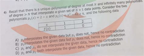 solved 4 recall that there is a unique polynomial of degree