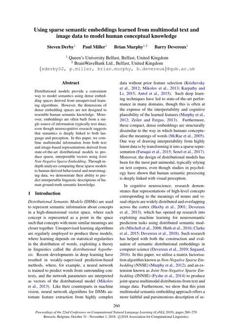 Pdf Using Sparse Semantic Embeddings Learned From Multimodal Text And Image Data To Model