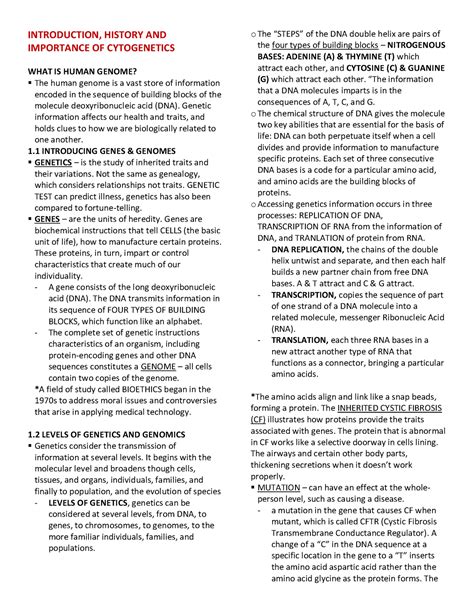 Cytogen Topic 1 This Notes Is For Gene Mutation Introduction History And Importance Of