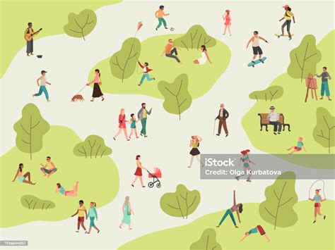 피플 파크 활동 산책 야외 여자 남자 여자 아이 피크닉 스포츠 이야기 커뮤니티 캐릭터 레저 공원에서 점심 사람들에 대한 스톡 벡터 아트 및 기타 이미지 Istock