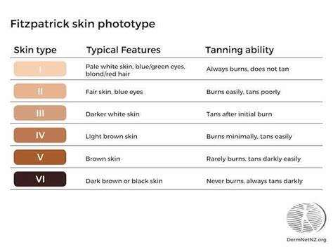 Fitzpatrick Phototype Skin Types Tanning Fair Skin Skin