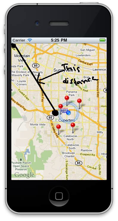 Objective C How Can I Calculate The Distance Between Two Points In Mkmapview Stack Overflow
