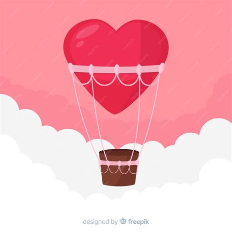 뜨거운 공기 풍선 하트 배경 무료 벡터