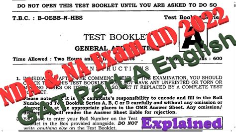 Nda And Na Examii 2022english Nda Previous Year Paper Solved Nda