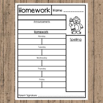 Spring Themed Homework Templates Editable TPT