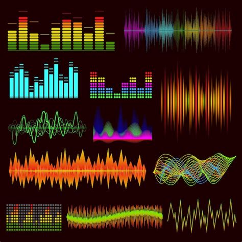 Premium Vector Color Digital Music Equalizer Set On A Dark Background Decor Element For