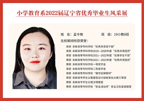 优秀毕业生 阜新高等专科学校小学教育系2022届辽宁省优秀毕业生风采展