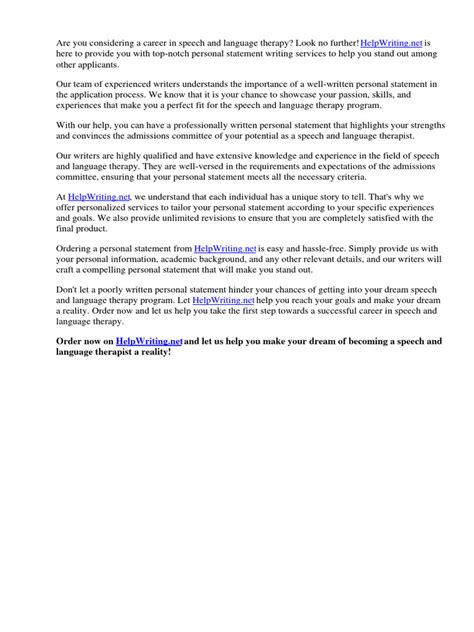 Speech And Language Therapy Personal Statement Pdf Occupational Therapy Physical Therapy