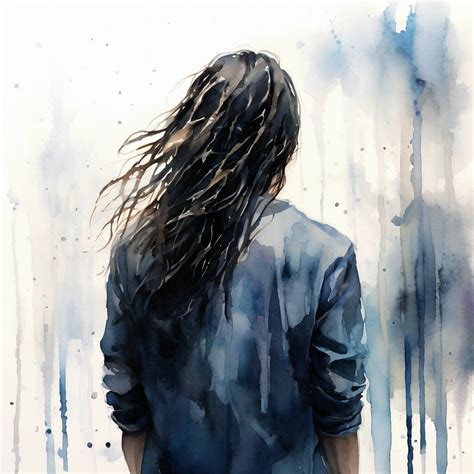 Watercolor A Guy With Long Hair And … — Image Created In Shedevrum