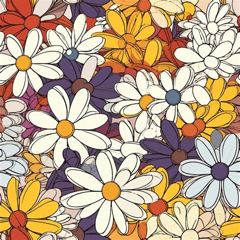Premium Vector Seamless Colorful Daisy Pattern